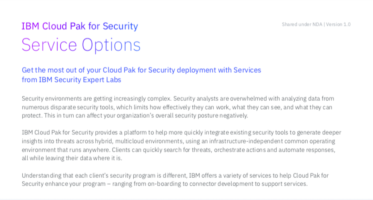 IBM Cloud Pak for Security Service Options - Enterprise Technology ...